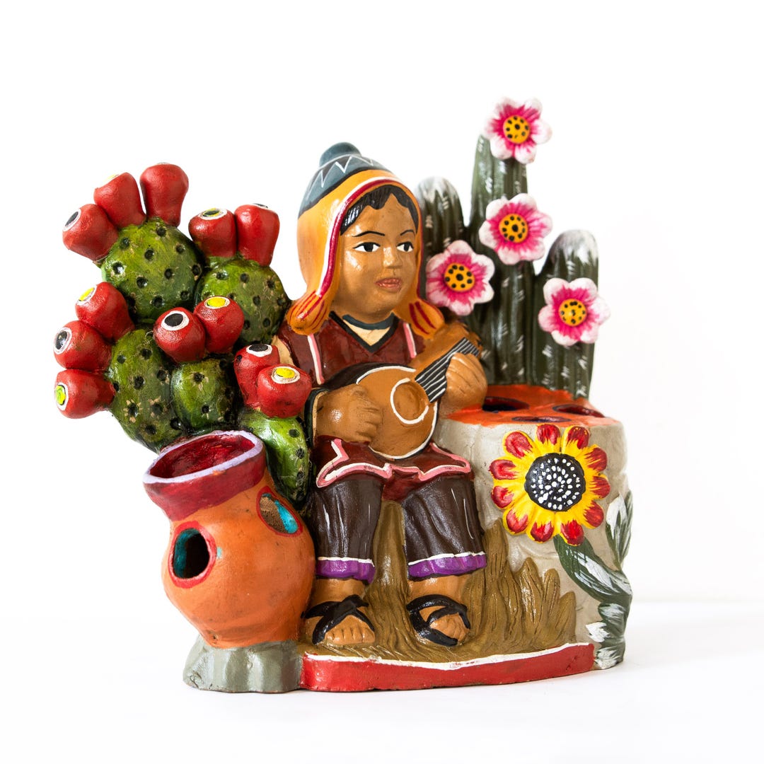 Peruvian Ceramics Figurine | Folk Art Pencil Holder | Desk Organizer ...