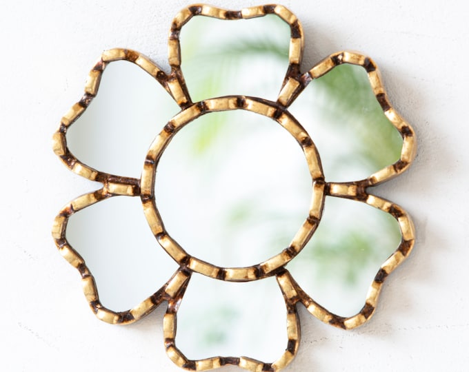 Peruvian Gold Small Mirror 6" for Wall Home Decor | Flower Design ...