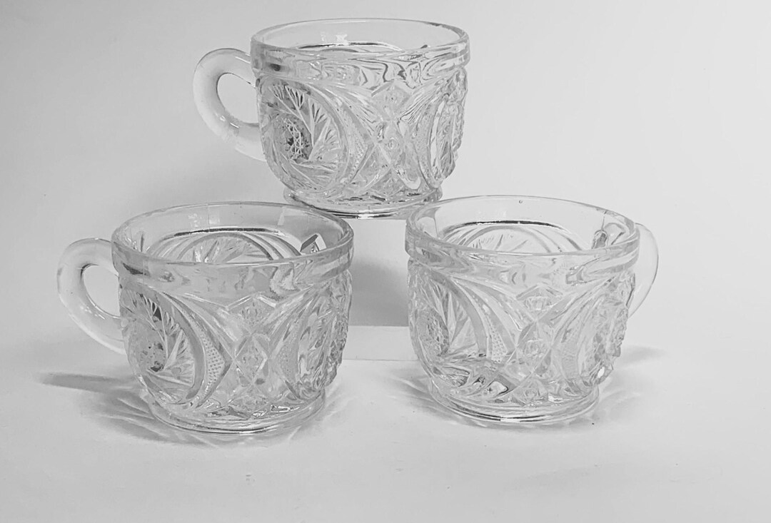 Imperial Glass Punch Cups Whirling Star Pressed Glass Set of 3 - Etsy