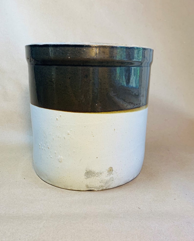 Antique Two Tone Glazed Pickling Crock With Turkey Dropping Slatter - Etsy