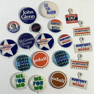 Lot of 20 Political Pin Back, Press on Buttons '70's 80's - Etsy