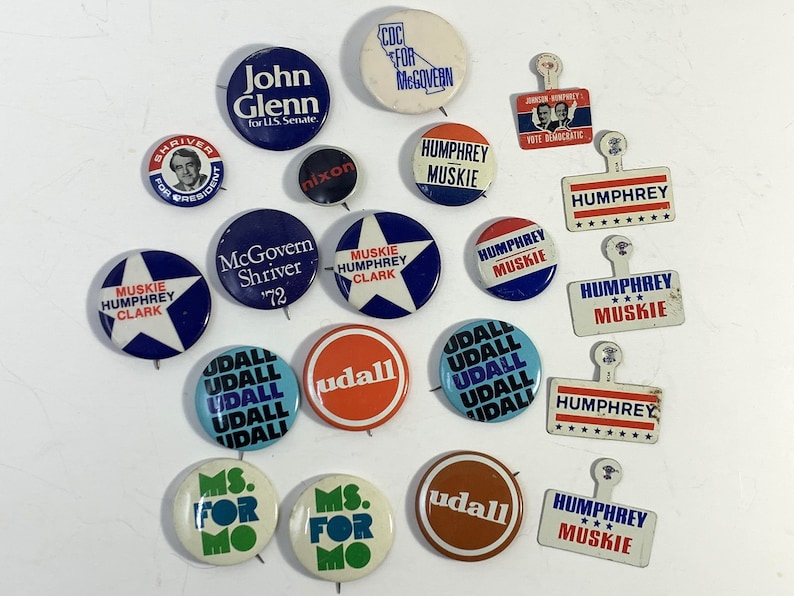 Lot of 20 Political Pin Back Press on Buttons '70's - Etsy