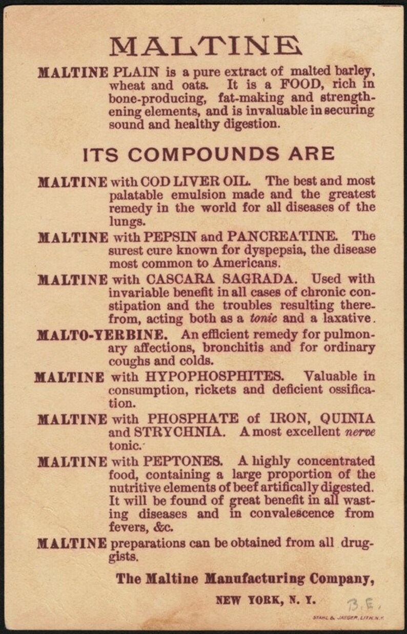 Antique the Maltine MF'G Co Chemists New York Amber Apothecary Medicine ...