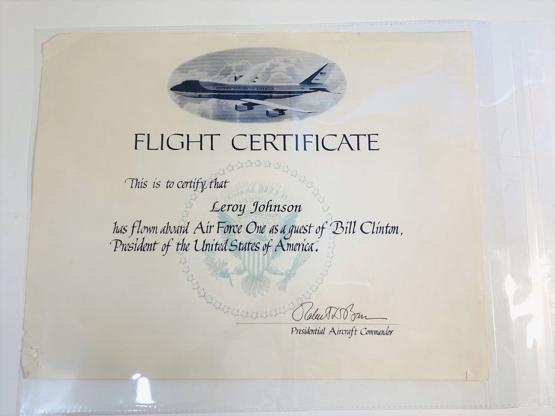 Original Air Force One Flight Certificate Clinton Presidency 1990 s Etsy Original Air Force One Flight Certificate Clinton Presidency 1990 s Etsy