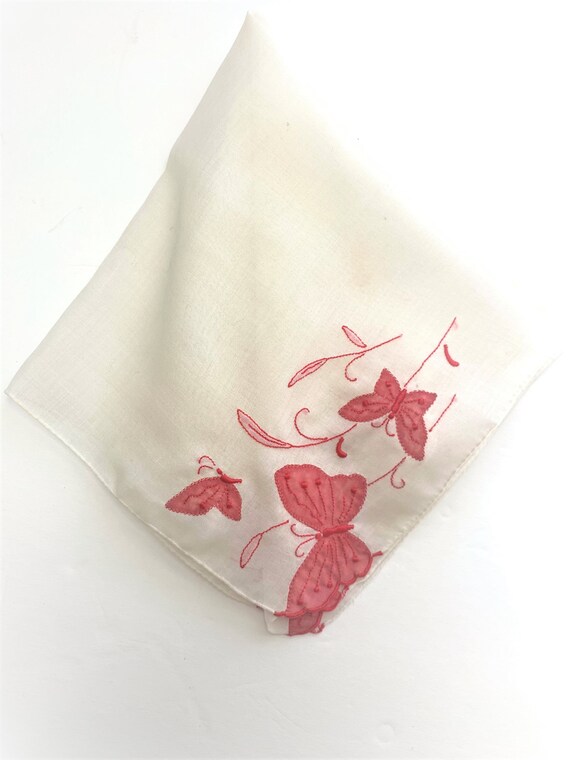 Vintage ladys handkerchief pink - Gem