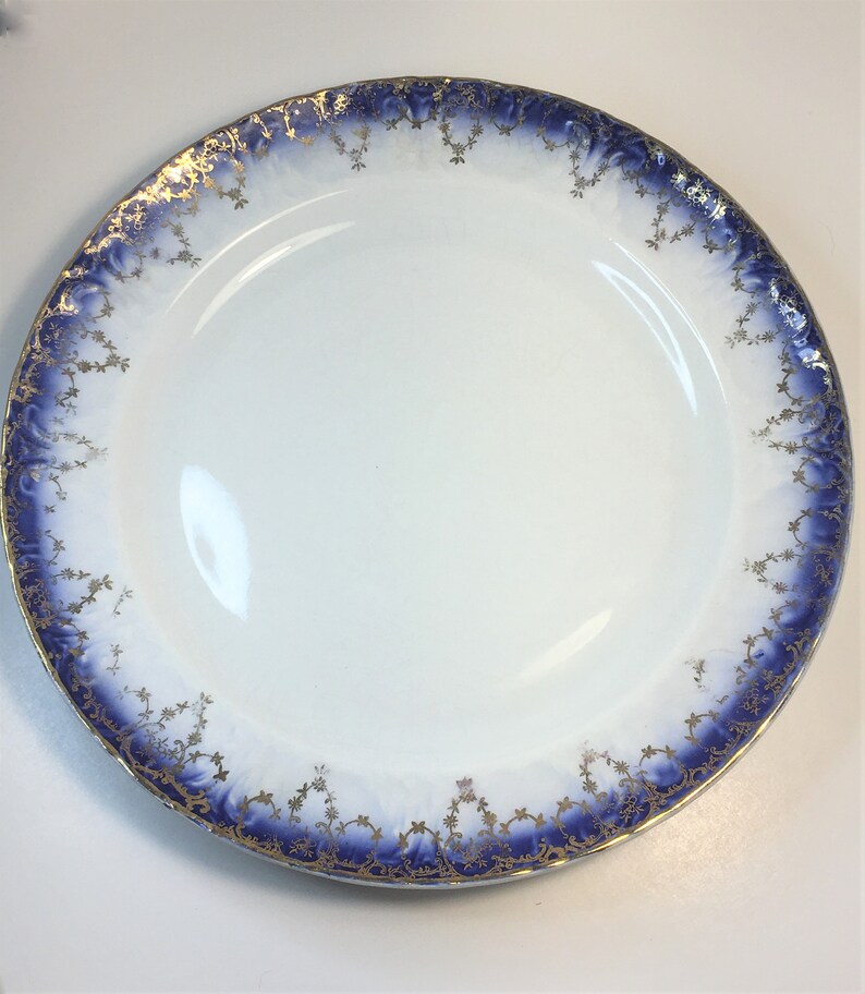 Antique Victorian Era Blue Flow Plate - Etsy