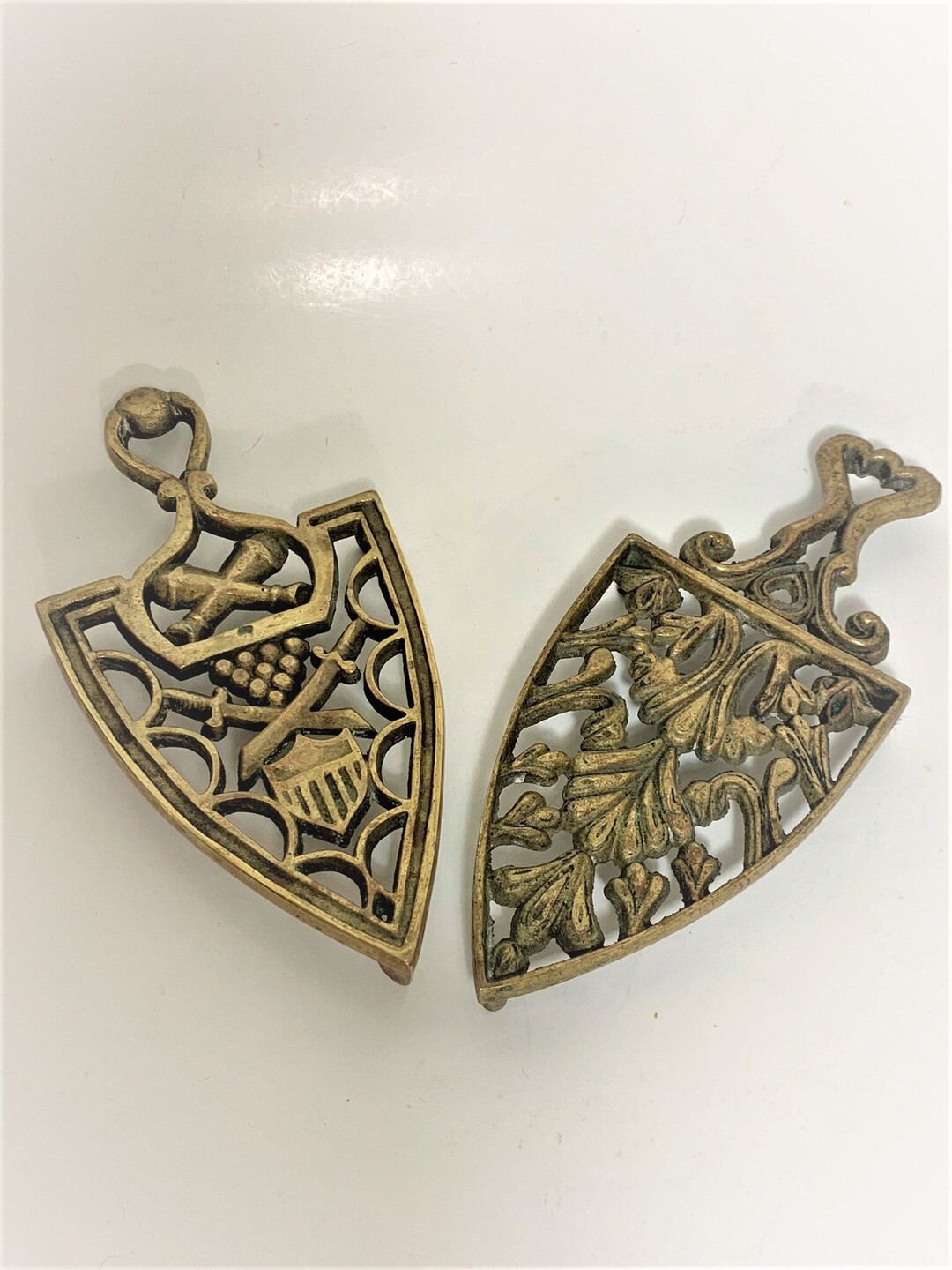 Vintage Solid Brass Trivets Set of Two Wilton Civil War Design - Etsy