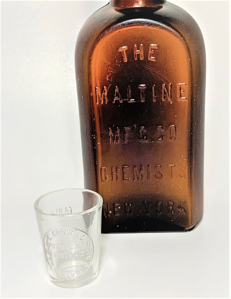 Antique the Maltine MF'G Co Chemists New York Amber Apothecary Medicine ...
