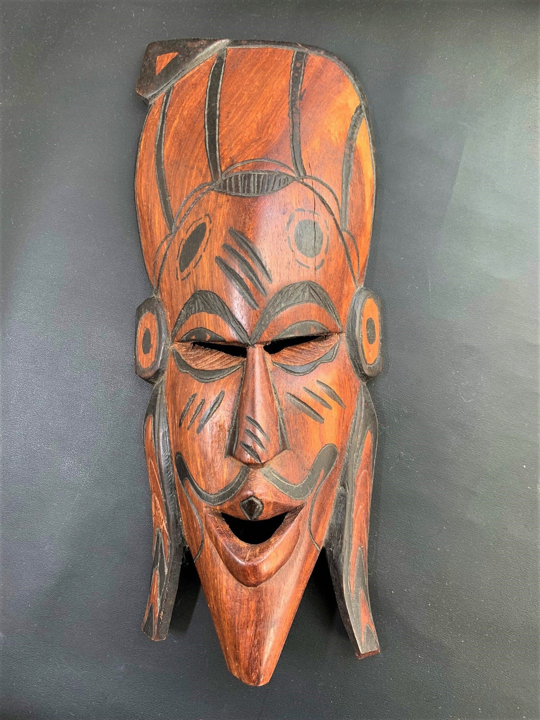 Vintage Senegalese Mahogany Mask Hand Carved Wooden African - Etsy