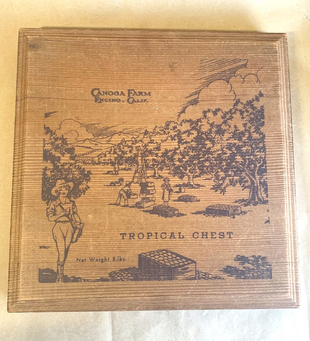 Vintage Wooden Box Advertising Canoga Farms Encino CA - Etsy