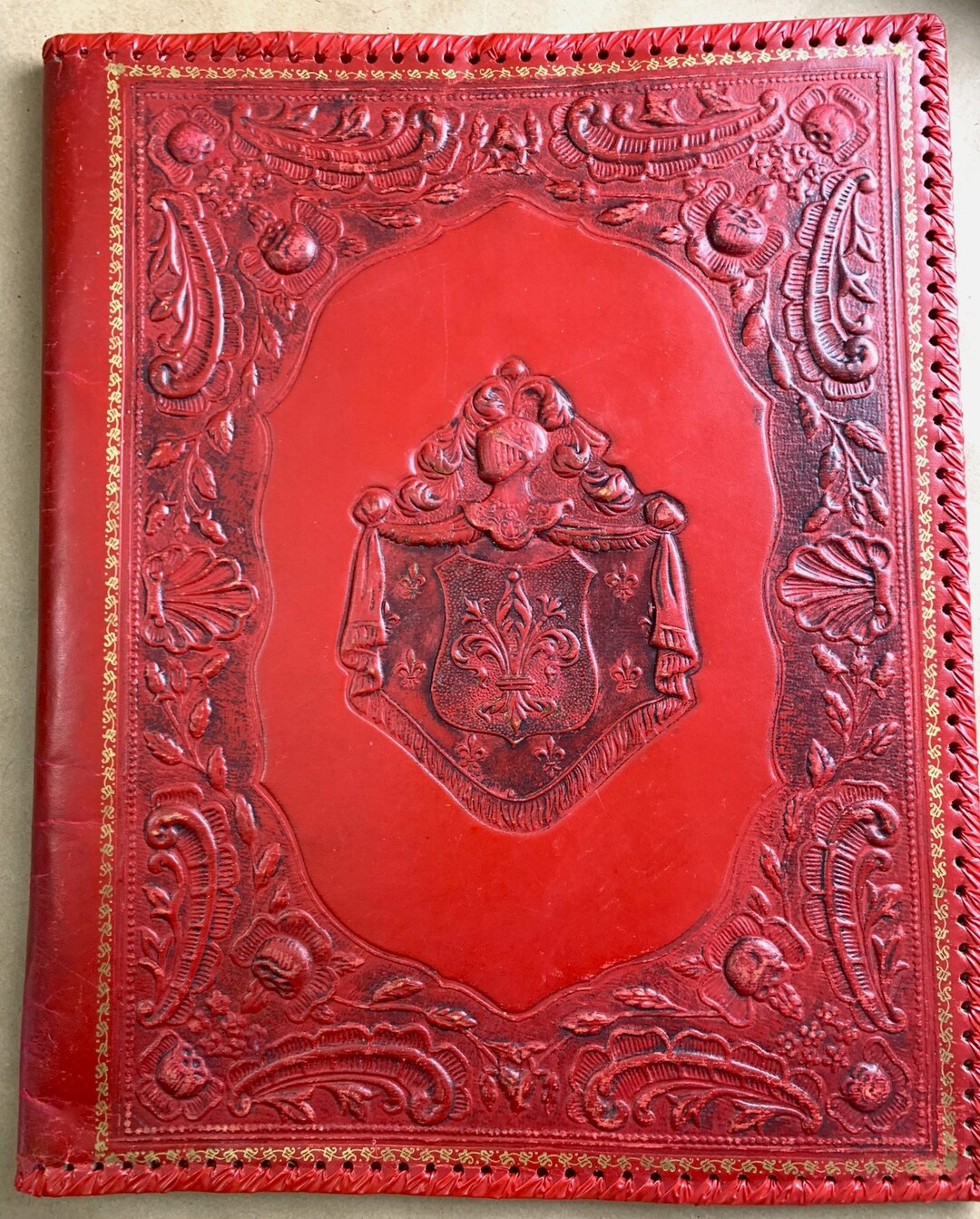 Vintage Genuine Leather Embossed Portfolio - Etsy