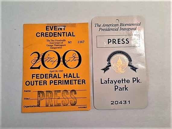 Inaugural Bicentennial 200th Anniversary Press Credentials/ - Etsy