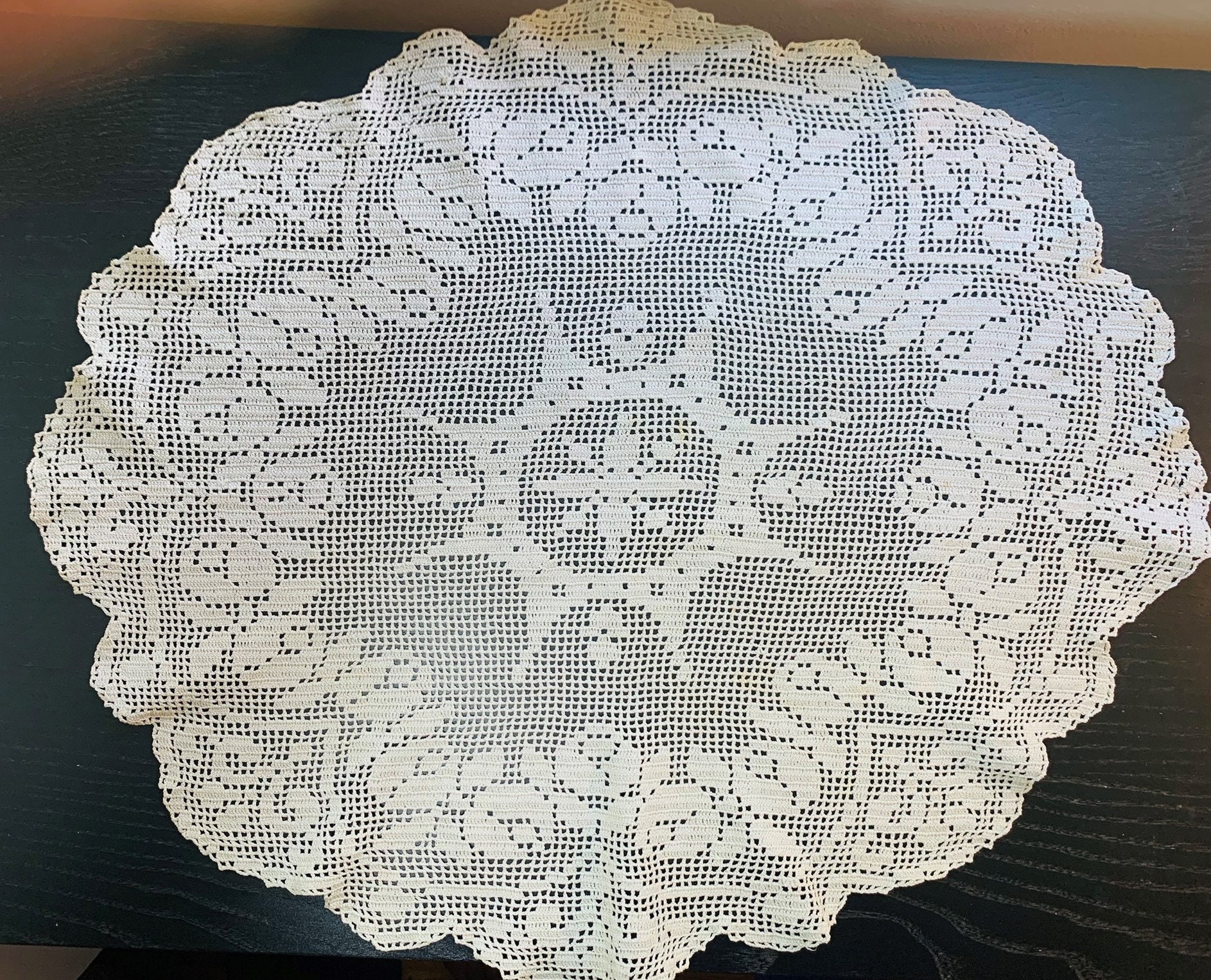Vintage Crochet Centerpiece Doilie Ecru - Etsy