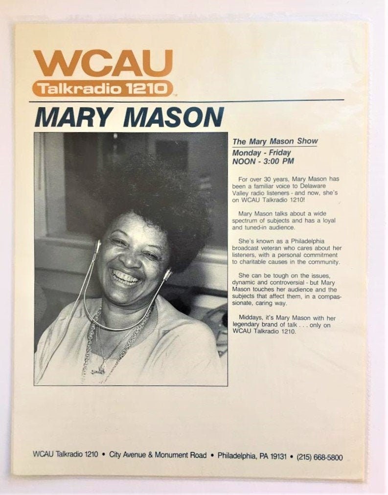 Mary Mason WCAU Talkradio Phildelphia Memorabila the Mary Mason Show - Etsy