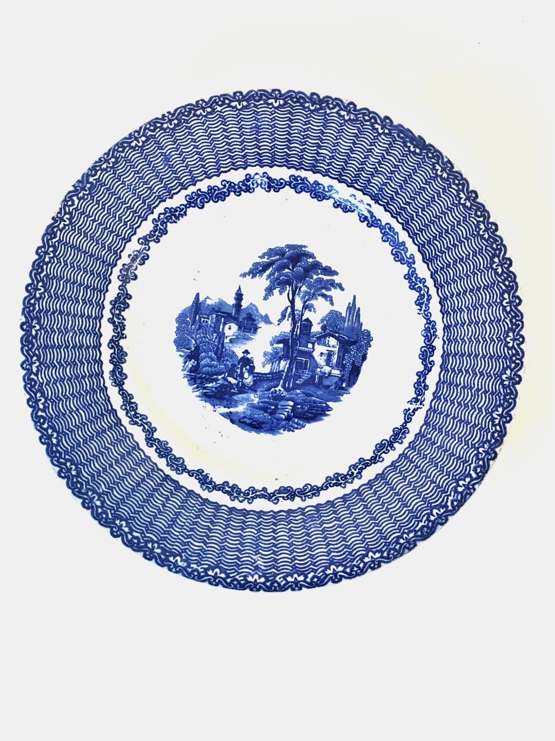 Antique Set of 2 W. Adams of England Mazara Pattern Blue Transfer 9.75 ...