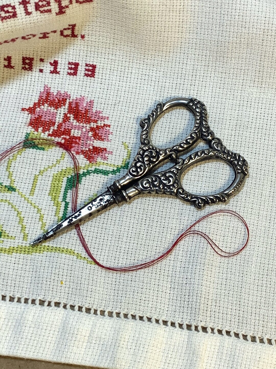 19th Century Victorian Era Sterling Embroidery Scissors, Antique ...