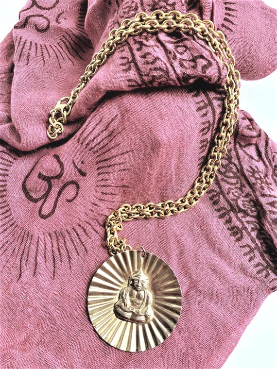 Vintage Buddha Pendant and Chain - Gem