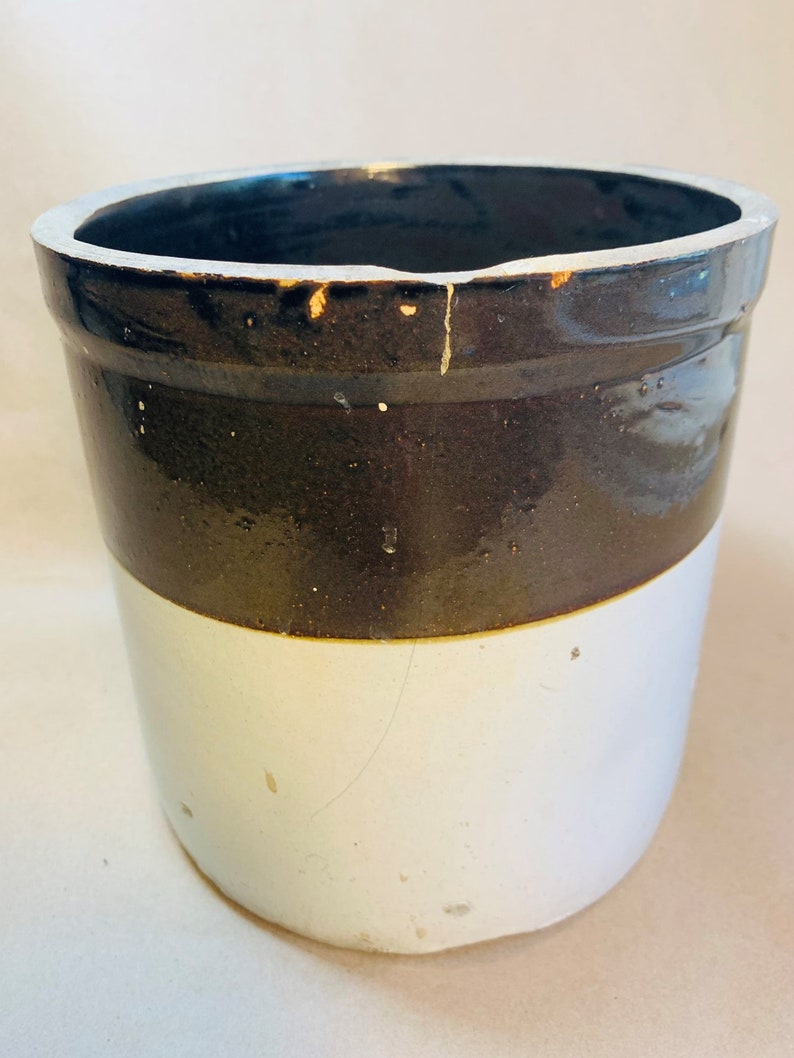 Antique Two Tone Glazed Pickling Crock With Turkey Dropping Slatter - Etsy