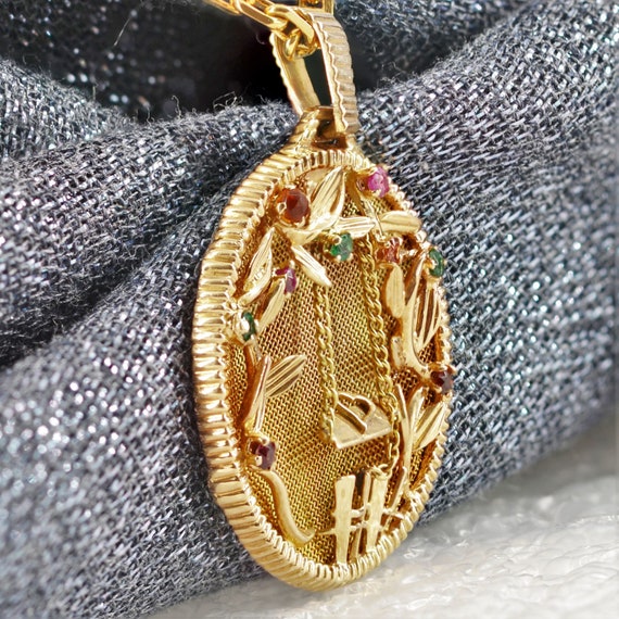 French 1960s Emerald 18 Karat Yellow Gold Feeling Pen… - Gem