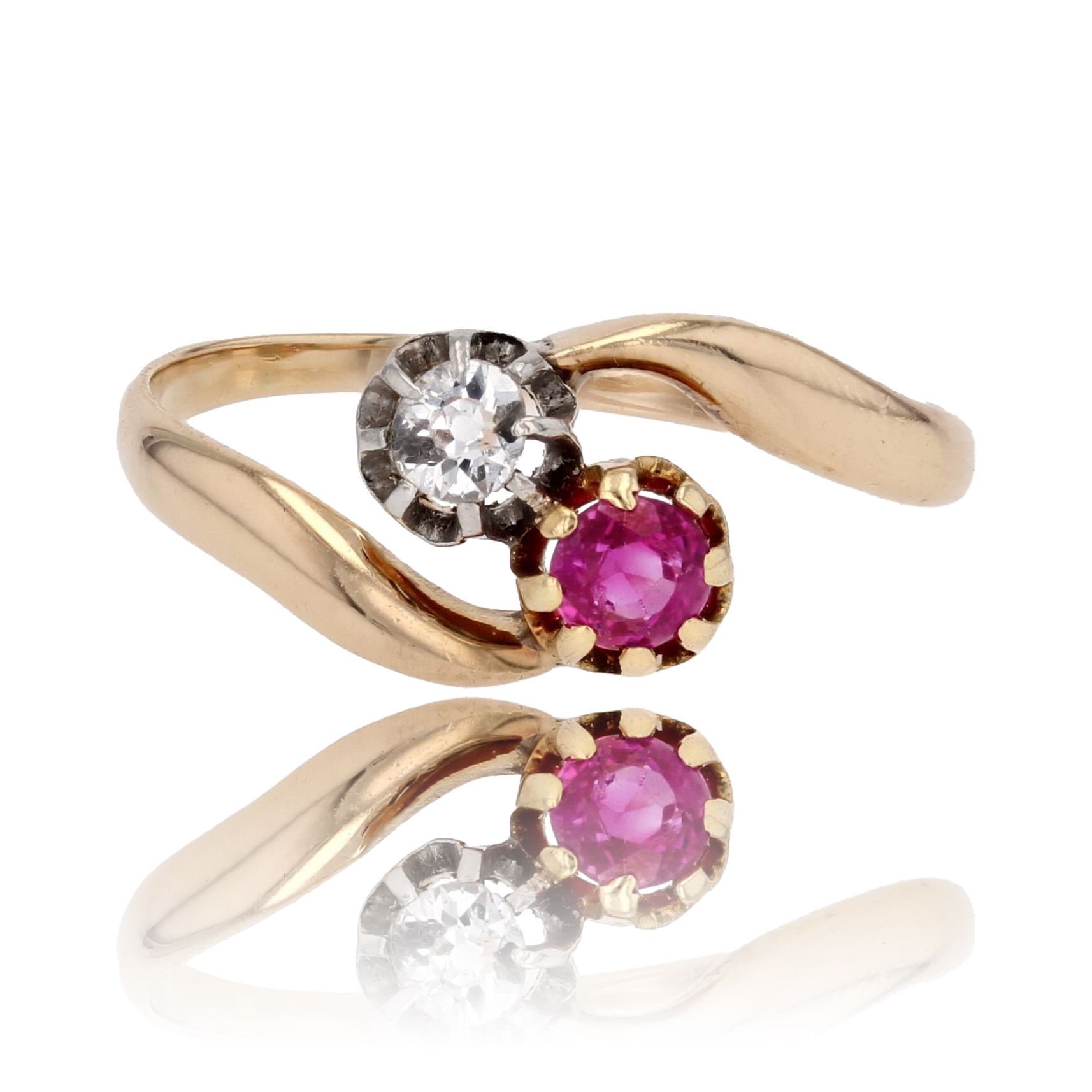Toi Et Moi Ring Ruby Diamond Yellow Gold - Etsy