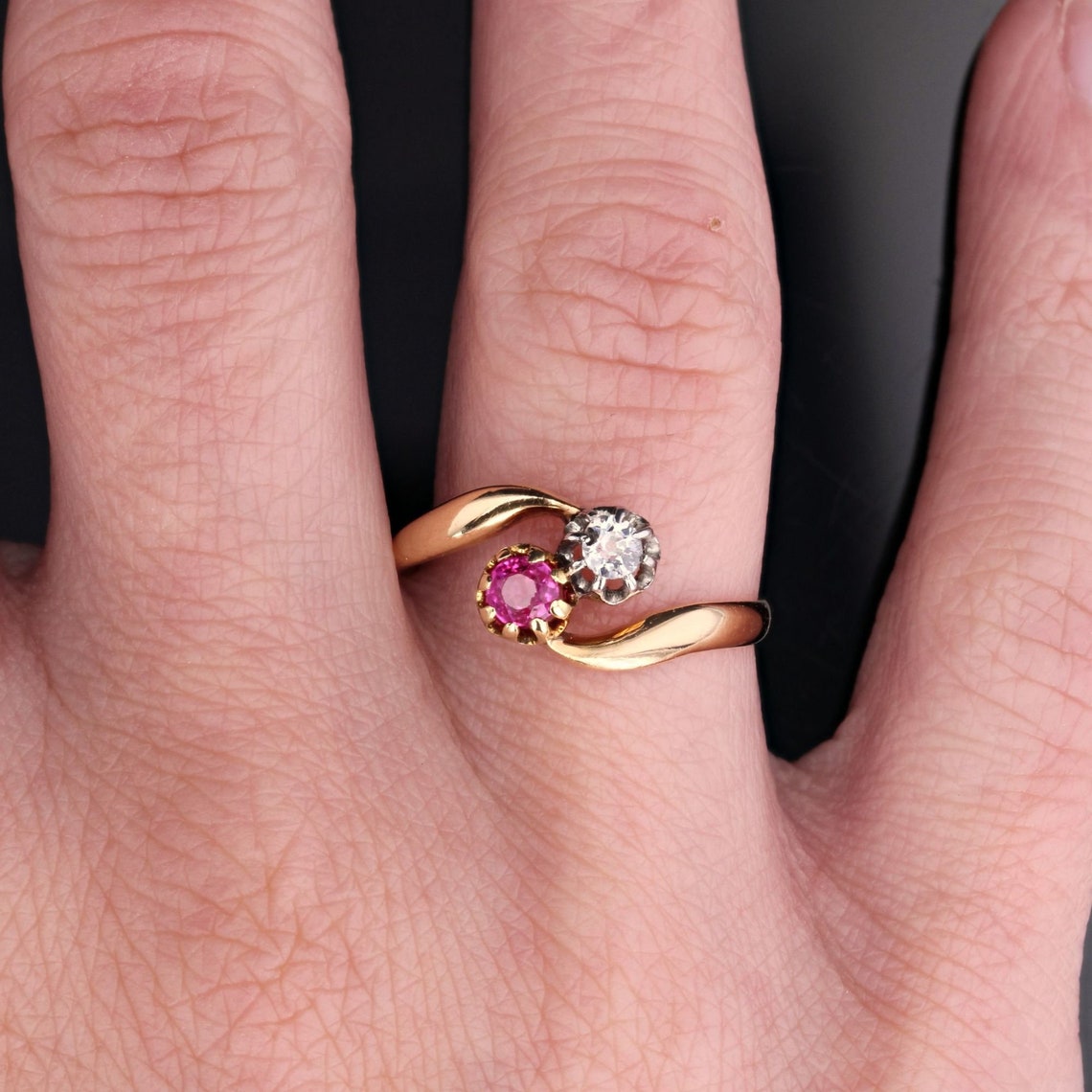 Toi Et Moi Ring Ruby Diamond Yellow Gold - Etsy