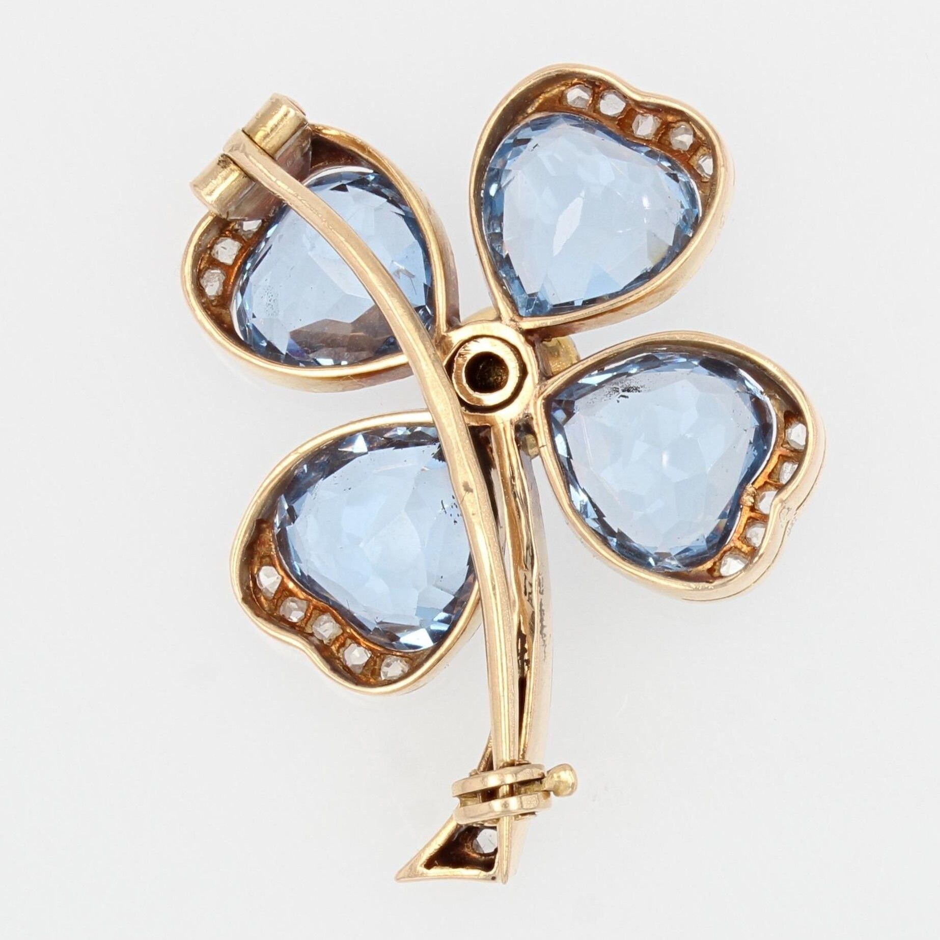 20th Century Blue Spinels Diamonds 18 Karat Yellow Gold Clover - Etsy