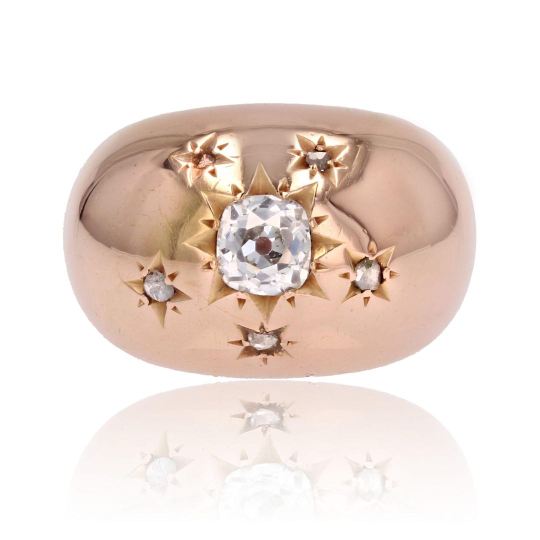 20th Century Star Setting Diamond 18 Karat Rose Gold Bangle Ring - Etsy