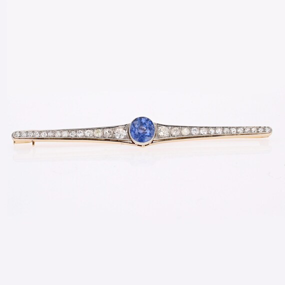 French 1920s Natural Ceylon Sapphire Diamonds 18 Kara… - Gem