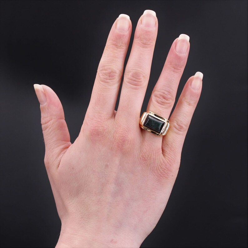 1950s Finland Spectrolite 18 Karat Yellow Gold Signet Ring - Etsy