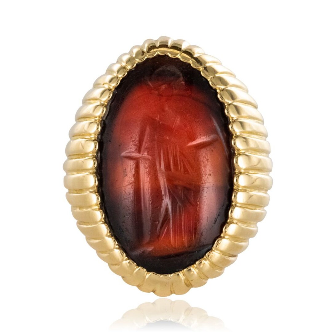 1980s Retro Agate Intaglio Signet Ring - Etsy