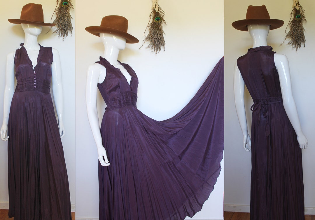 Vintage VTG 00's Deep Purple Peace Angel Sleeveless Full Skirt Flow ...