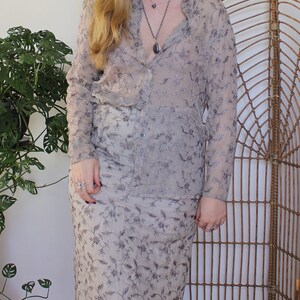 Vintage VTG 90's 1990's RSVP Perri Cutten Australian Grey Silk Floral ...