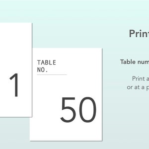 Printable Table Numbers | 1-50 | Modern Minimal Simple Design | Instant ...