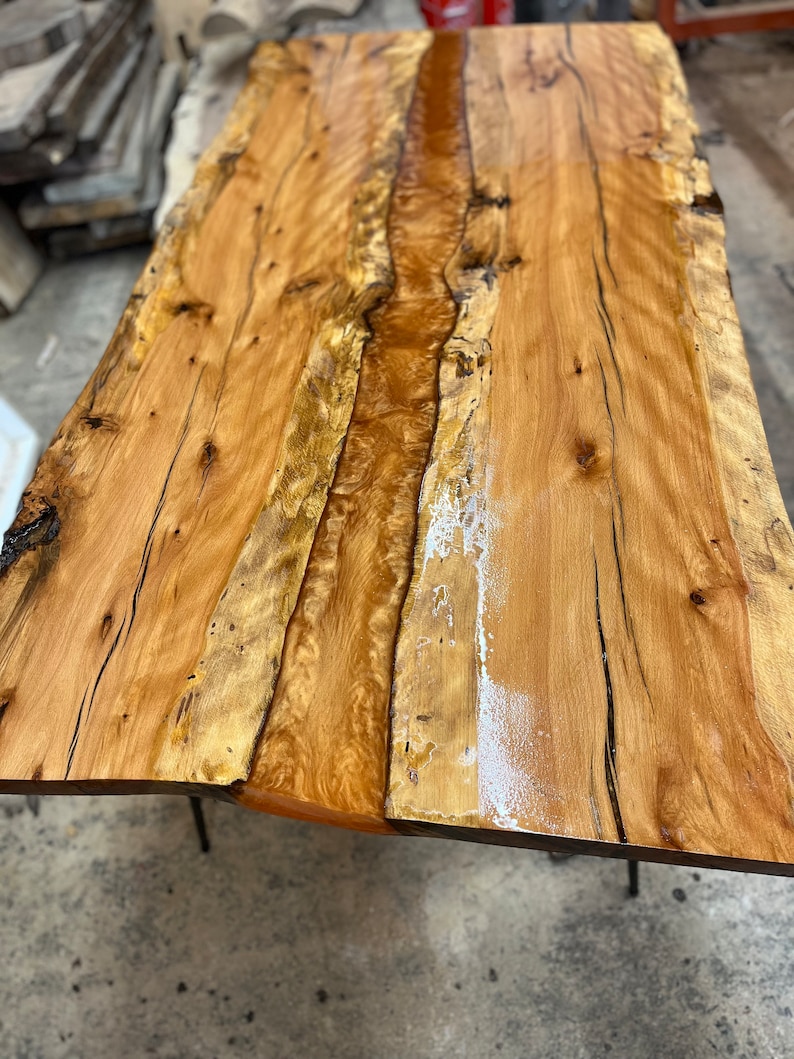 Spalted Maple Copper Epoxy River Table Live Edge - Etsy