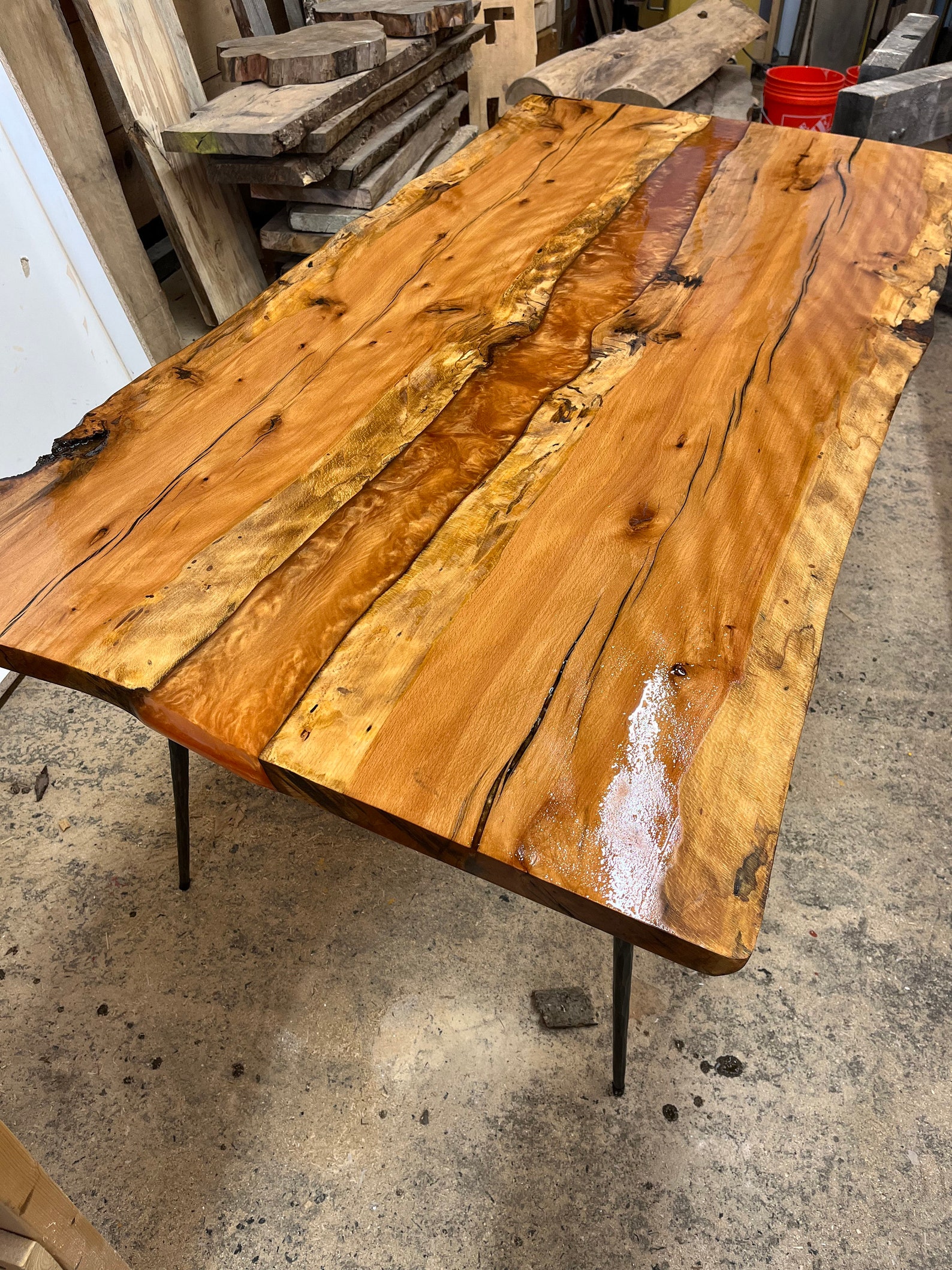 Spalted Maple Copper Epoxy River Table Live Edge 34x68 With - Etsy