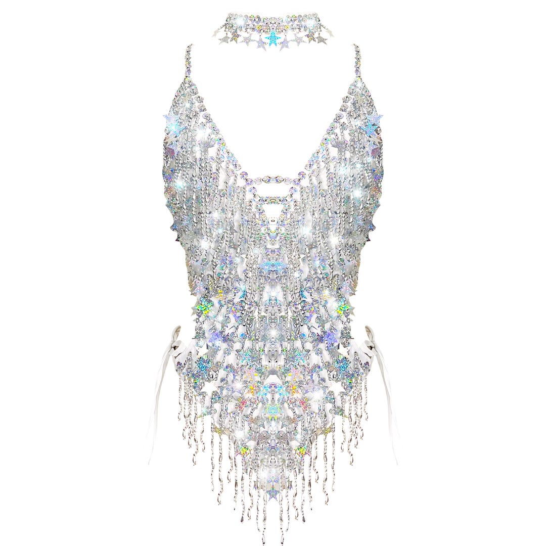 Wildest Dreams Swifty Sparkling White One Piece bodysuit for Rave Party ...