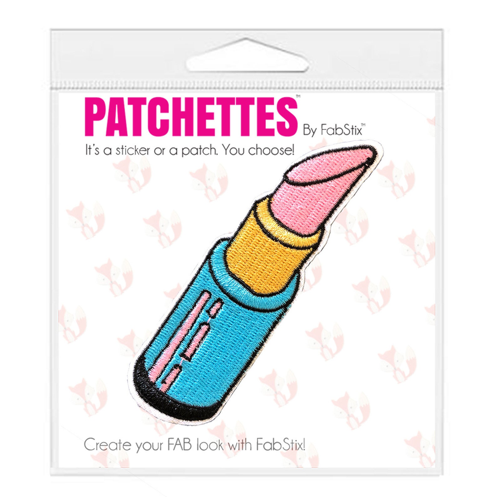 Fabstix Retro 80s Neon Pink UV Lip Stick Iron-on Patch - Etsy