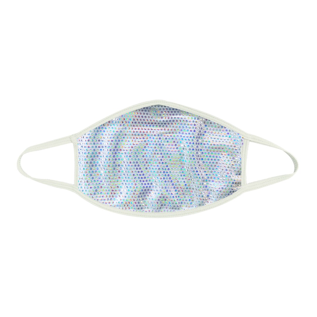 Liquid Party Pure Holographic Silver White Face Mask for Festivals and ...