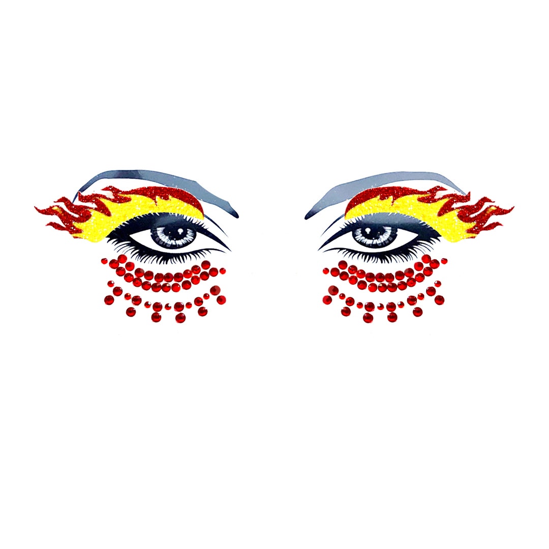 Ghost Rider Glitter Flame Eye Sticker With Jewels Crystals for Raves ...