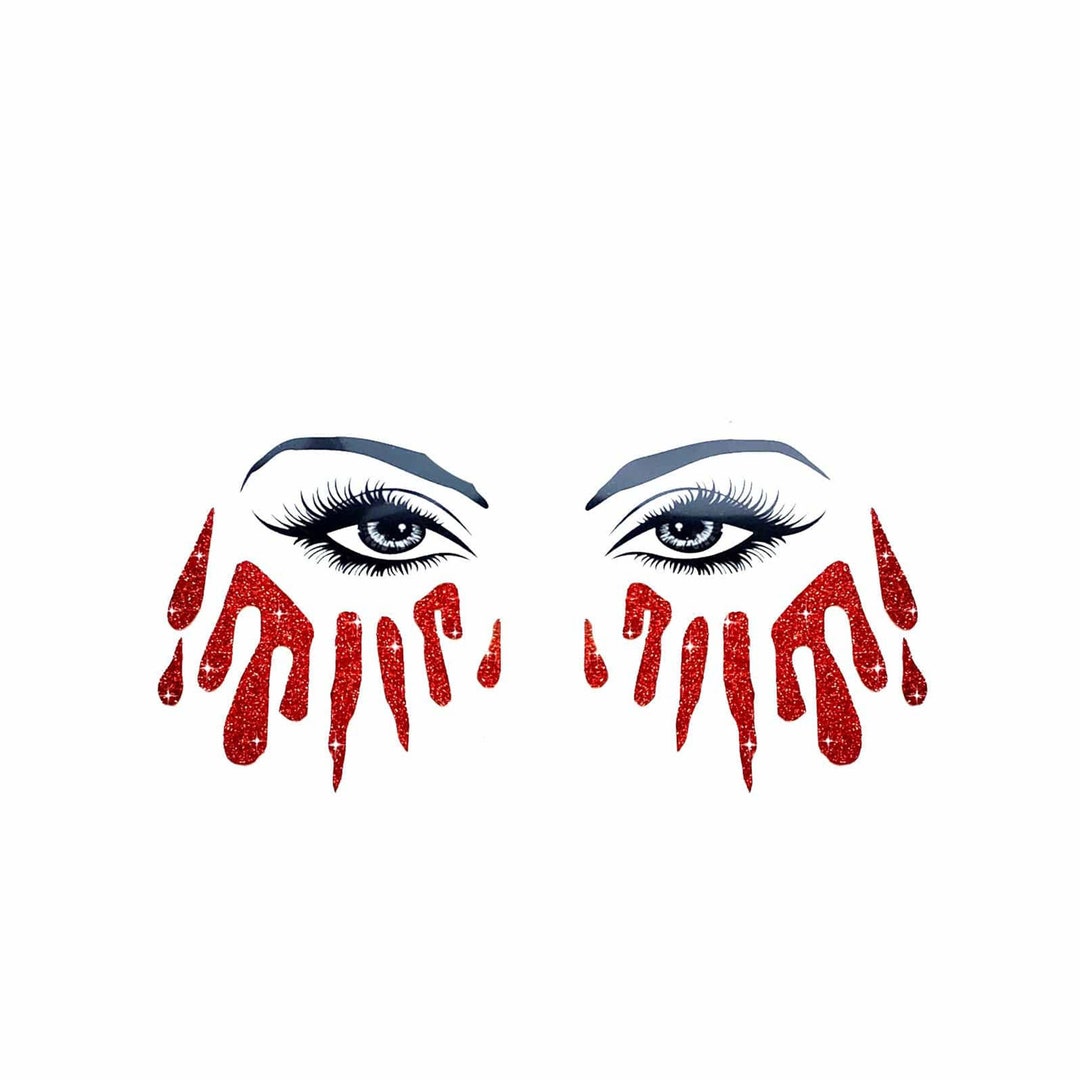 Bloody Awesome Glitter Tears Red and Black Face Stickers for Halloween ...