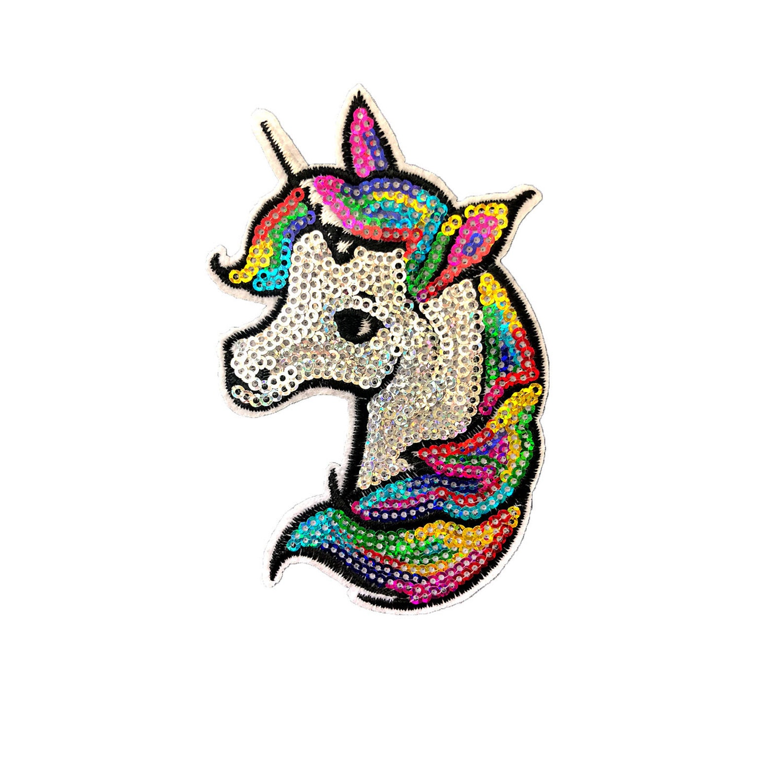 Fabstix Sequin Rainbow Pretty Unicorn Iron On Patch Etsy