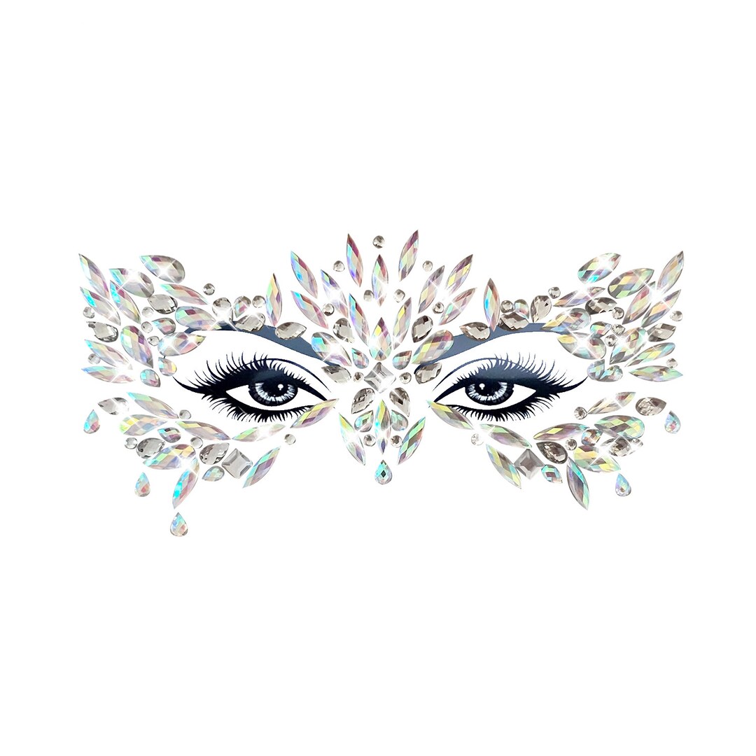 Chickadee Masquerade Clear Iridescent Crystal Jewel Face Sticker for ...