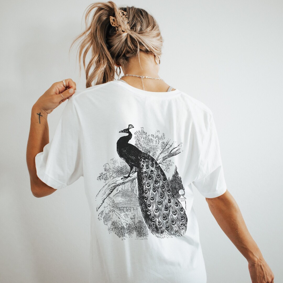 Peacock Shirt, Peacock Lover Gift Bird Lover Tshirt, Cottagecore Shirt ...