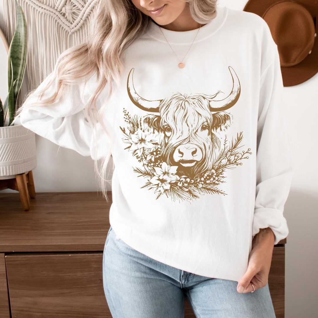 Highland Cow Sweatshirt, Highland Cow, Cute Cow Sweatshirt, Western ...