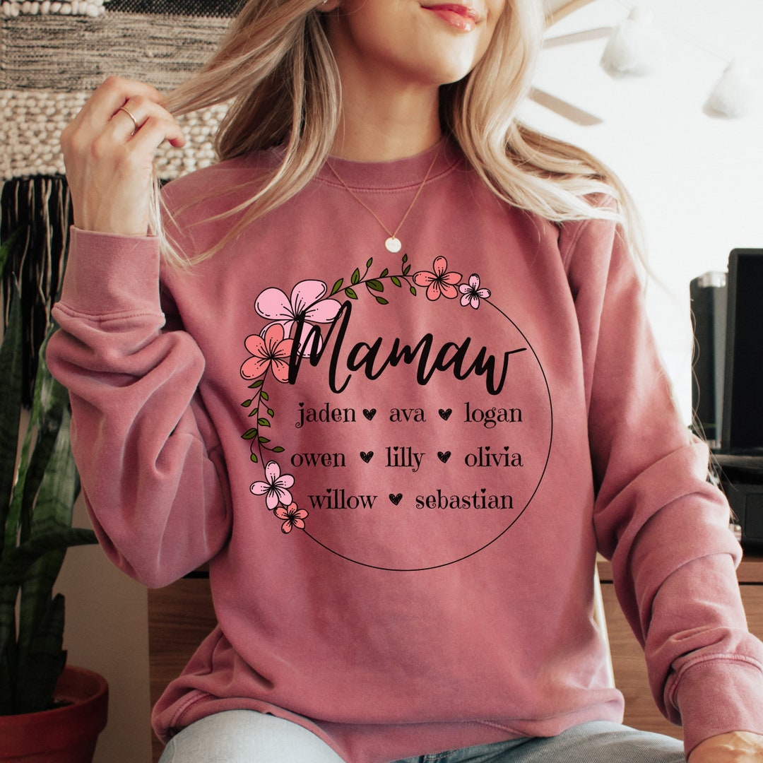 Mamaw Sweatshirt Mamaw Shirt With Grandkids Names, Custom Mamaw Shirt ...