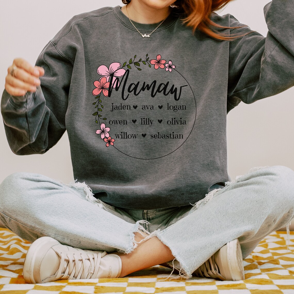 Mamaw Sweatshirt Mamaw Shirt With Grandkids Names, Custom Mamaw Shirt ...