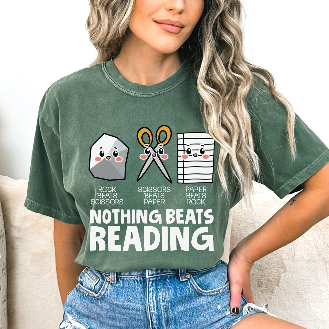 Comfort Colors Rock Paper Scissor Reading Shirt, Book Tshirt, Reading ...