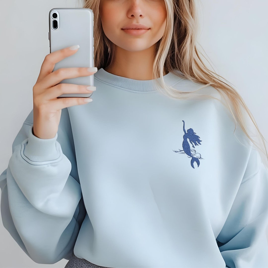 Mermaid Embroidered Sweatshirt, Mermaid Shirt, Beachy Sweatshirt ...