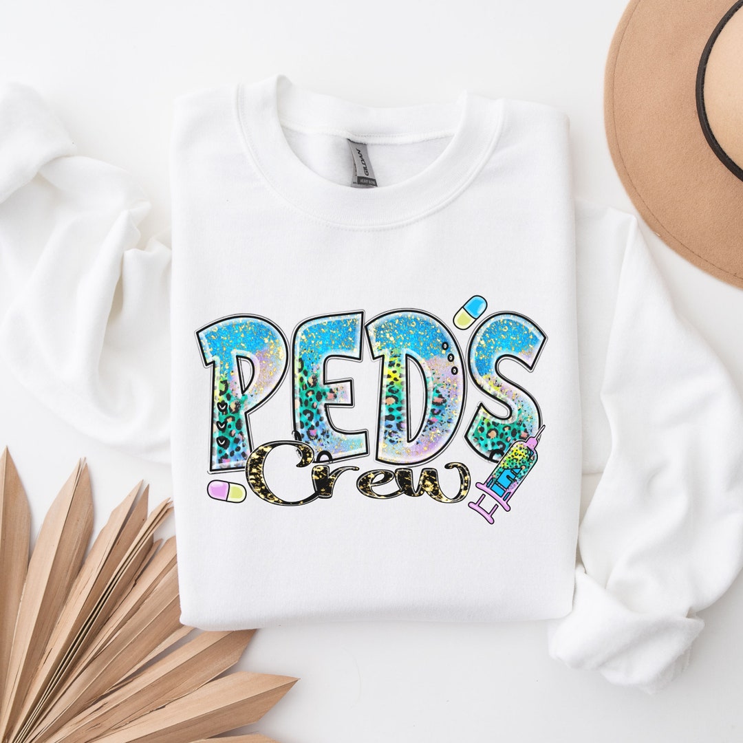PEDS Crew Sweatshirt Pediatric Nurse Shirt Bright Fun Crewneck Sweater ...