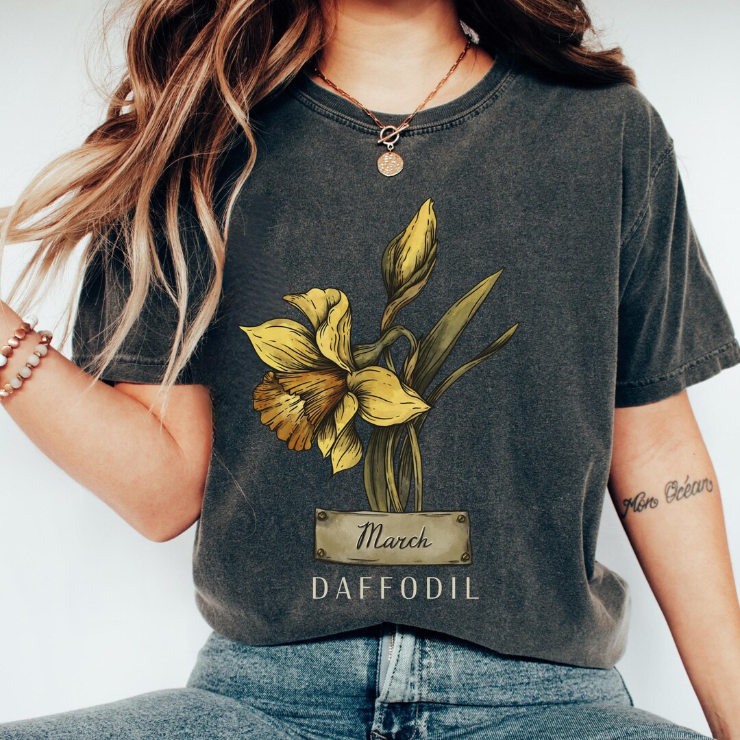 March Birth Flower, Women's Hiking Shirt, Hiking Graphic Tee, Womens ...